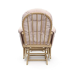 Storkcraft Premium Hoop Glider and Ottoman (Natural/Pink) – Padded Cushions with Storage Pocket, Smooth Rocking Motion, Easy to Assemble, Solid Hardwood Base