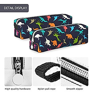 QICENIT Dinosaur Stationery Bag with Zipper Pen Bag Makeup Pouch Office Storage Bag Portable Travel Toiletry Pouch for Men Women