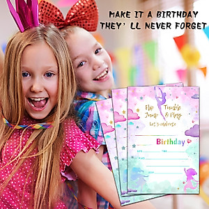 ISOVF 4" x 6" Jump Ballerina Birthday Party Invitation Cards With Envelopes (20 Sets) - Pink Dance Fill-In Style Party Invites- C20
