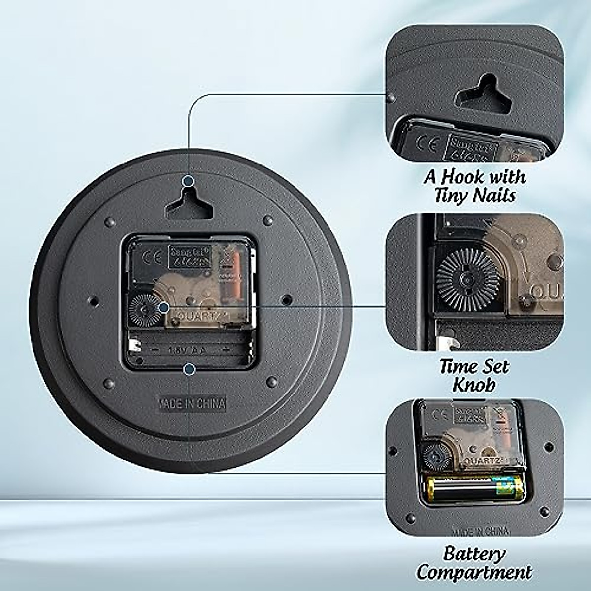 QPEUIM Wall Clock Wall Clocks Silent Non-Ticking Battery Operated Large Easy to Read with Stereoscopic Dial Ultra-Quiet Movement Quartz for Office Classroom School Home Kitchen (10 inches)