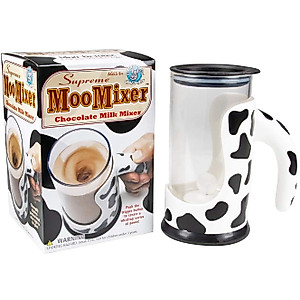 Hog Wild Moo Mixer Supreme Chocolate Milk Mixing Cup - Automatically Mixes Powder and Syrup - Stir and Drink in 1 Glass -16 oz