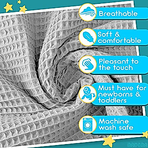 Thermal Baby Blanket for Girls and Boys - Waffle Weave Blanket Satin Baby Blanket - Throw Blanket for Baby Receiving Blankets - Soft Waffle Blanket