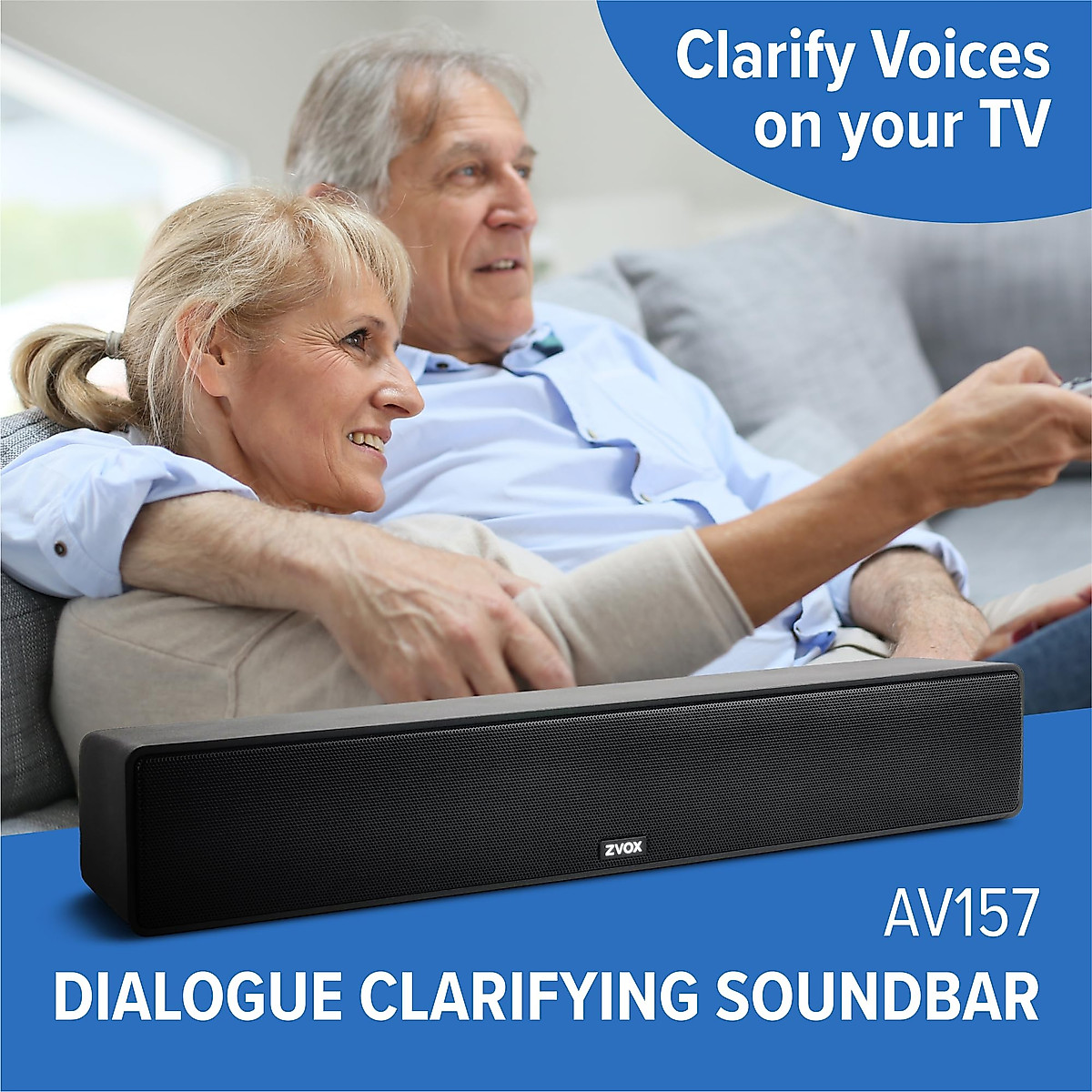 ZVOX AccuVoice AV157 Dialogue Clarifying Soundbar - Patented Hearing Technology with Voice Boost, Ultimate Low-Profile TV Speakers Soundbar, Perfect for Home Theater and Smart TV - Espresso