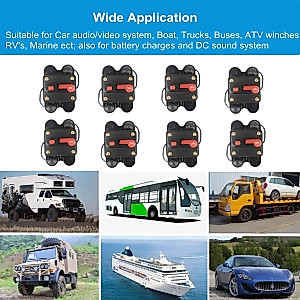 WOHHOM 150Amp Circuit Breaker Manual Reset Fuse holder, 30A-300A 12V-24V DC Protection Reset Fuse for Trolling Motor Auto Car Marine Boat Stereo Audio Inline Fuse Inverter (150A)