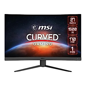 MSI G27CQ4 E2, 27" 1500R Curved Gaming Monitor, 2560x1440 (WQHD), VA, 170Hz, 1ms, FreeSync Premium, HDMI, DisplayPort, Height Adjustable