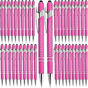 Max 500 Personalized Pens in Bulk Custom Pens with Stylus Tips Engraved Name Customized Ballpoint Pen Gift for Men Women Adults Business Teacher Nurses Wedding-300Pack