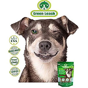 Green Leash~Hemp Oil and Seed Meal Calming Dog Treat, Anxiety Relief Aid with Wild Alaskan Salmon Oil.