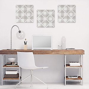 Sweet Jojo Designs Grey Woodland Plaid Fabric Memory Memo Photo Bulletin Board - Gray White Rustic Buffalo Check Flannel Country Lumberjack