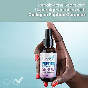 Collagen Peptide Serum - Anti Aging Collagen Serum for Face, Skin Brightening, Reduces Fine Lines & Wrinkles, Heals, and Repairs Skin, Microneedling Serum with Aloe Vera & Hyaluronic Acid - Peptide Complex Face Serum by Eva Naturals (2 oz)