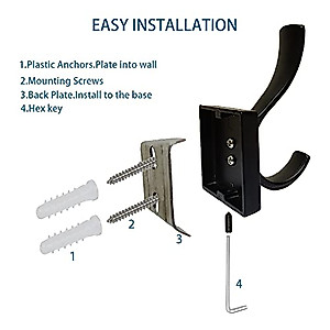 HOWMAX Black Coats Towels Hooks, Towel Robe Clothes Coat Hooks,Heavy Duty Wall Mount Hooks for Bath Bedroom Kitchen Pool Garage Hotel,2 Pack (Black)