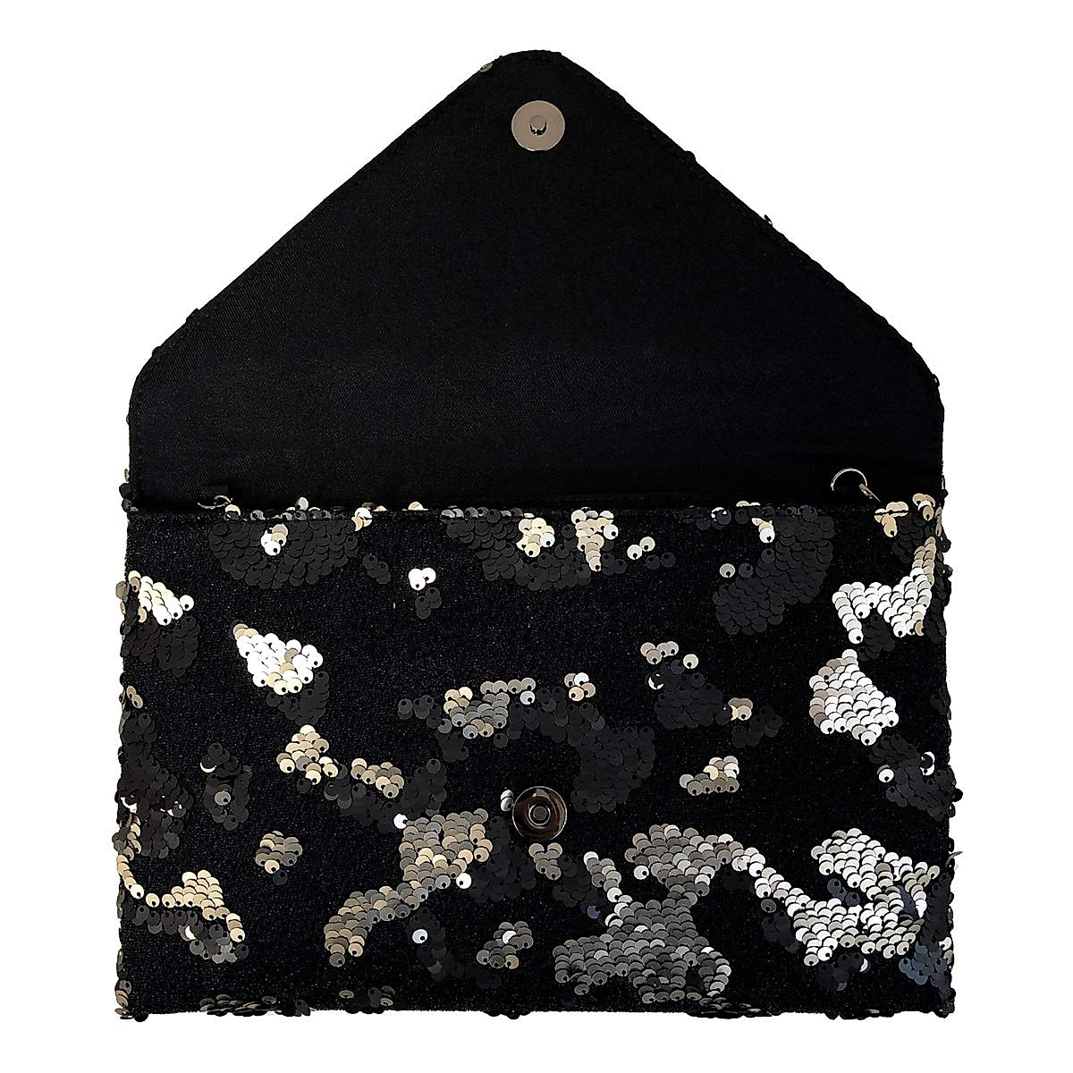 JNB Flat Sequin Envelope Clutch,Black