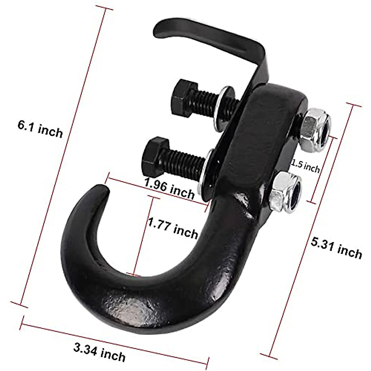 XSTRAP STANDARD 2PK Universal Recovery Tow Hooks 10000LBS Black Forged Tow Hooks Compatible with Jeep Ford Dodge Chevy Chevrolet GMC Toyota Pickup Truck