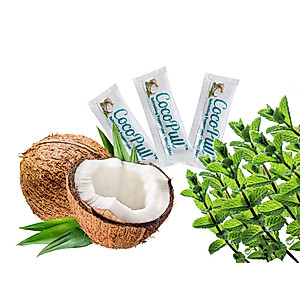 CocoPull - Organic Oil Pulling 14 Packets/Sachets with Coconut and Peppermint Oil for Healthy Teeth, Gums, Bad Breath Remedy. Natural Teeth Whitening.