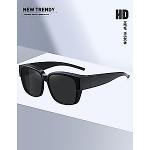 MEETSUN Oversized Fit Over Glasses Sunglasses for Women Men Trendy Polarized UV Protection Sun Glasses for Driving Black Grey