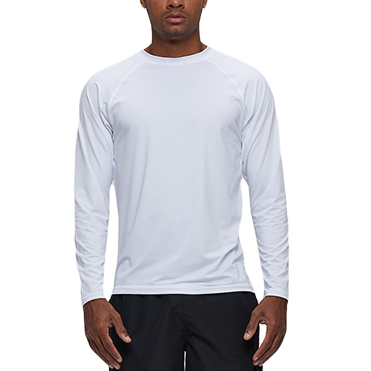Men's Swim Shirts Rashguard Sun Shirt UPF 50+ UV Sun Protection Outdoor Long Sleeve T-Shirt Swimwear White L