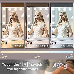 Hansong Hollywood Vanity Mirror with Lights, Bluetooth, 15 LED Bulbs, 3 Lighting Modes - White