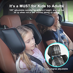 [Extended Edition] Car Headrest Pillow for Kids, Buluby Premium Sleeping Head & Neck Support for Rear Seat Passengers -Beige