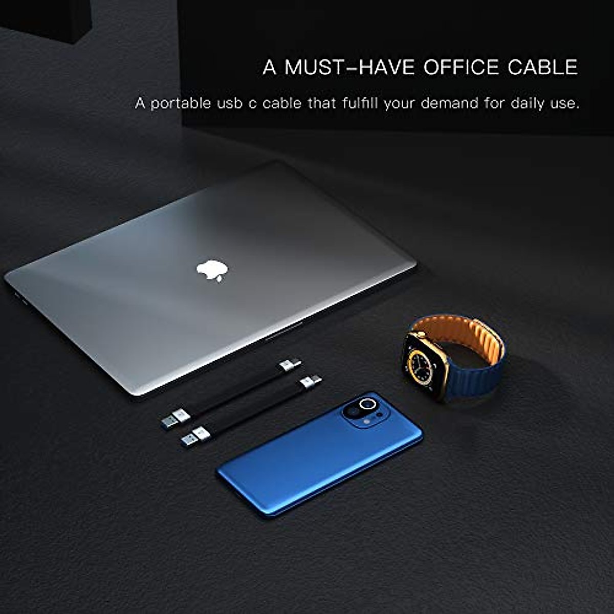 LamToon Short USB Type C Cable, 5Gbps Data Sync Android Auto Cable 3A USB to USB C 3.1 Fast/Quick Charge Cable Unique FPC Flat Design for Galaxy S10+ S9, Note 9 8, LG V20, Google Pixel, Power Bank