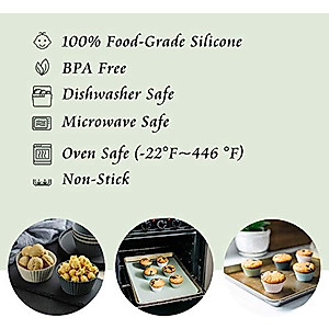 TeaRoo Silicone Baking Cups, Reusable 12 Pack Cupcake Liners Muffin Cups Nonstick Standard Size Cupcake Holder Molds Muffins Cup Molds