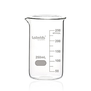 Labvida 6pcs of Vol. 250ml Griffin Tall Form Glass Beakers with Printed Graduation,3.3 Borosilicate,LVA033