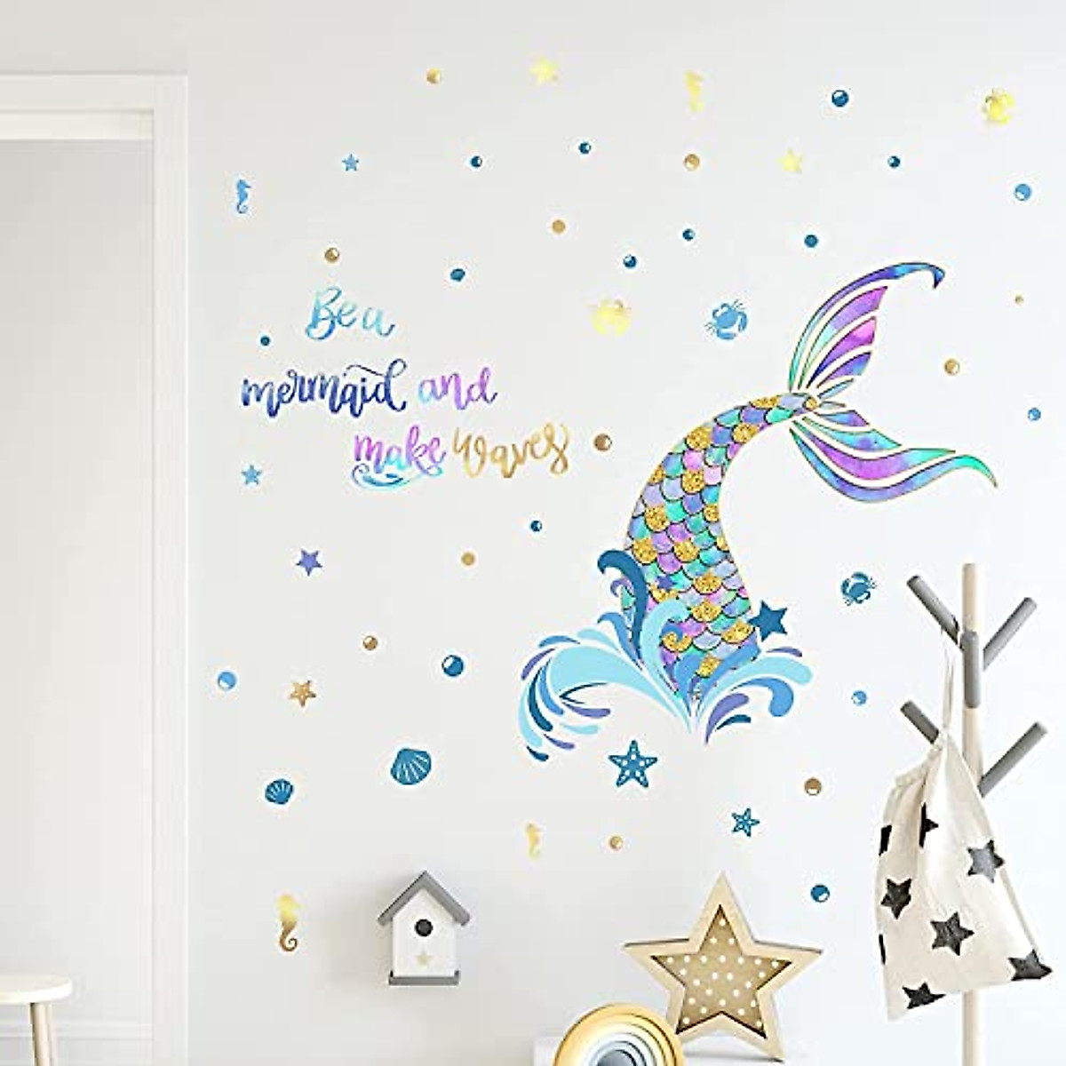 Buer Homie Wall Decals, Baby Nursery Girls Quotes Stickers, Mermaid Tail Pattern