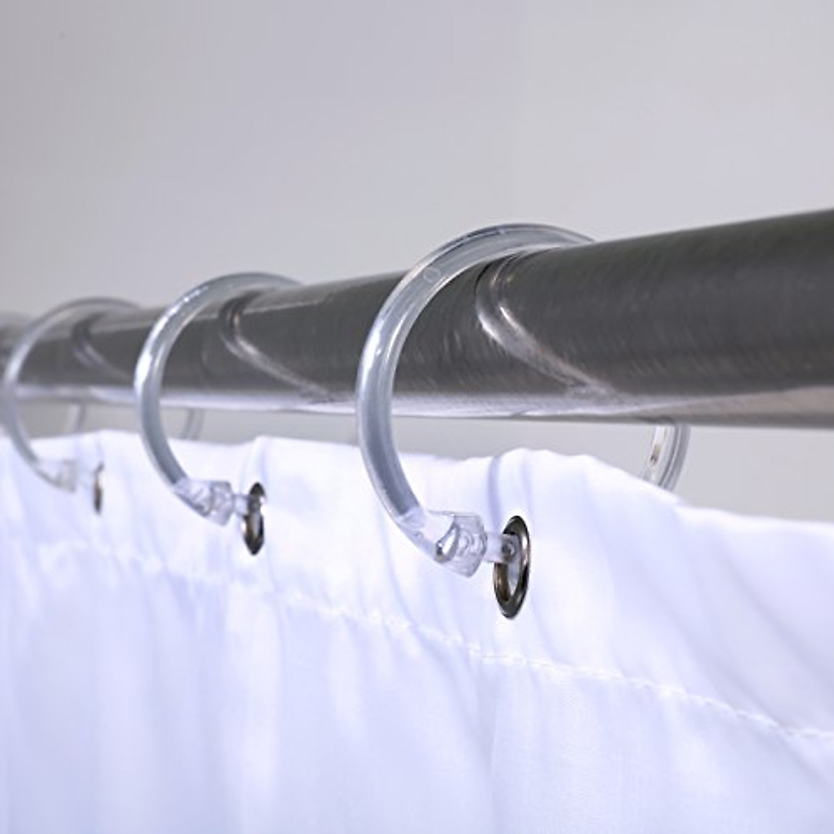 SlipX Solutions Clear Premium Plastic Shower Rings Provide Effortless Gliding on Standard Shower Rods (Set of 12, Easy Snap Closure, BPA-Free Plastic)