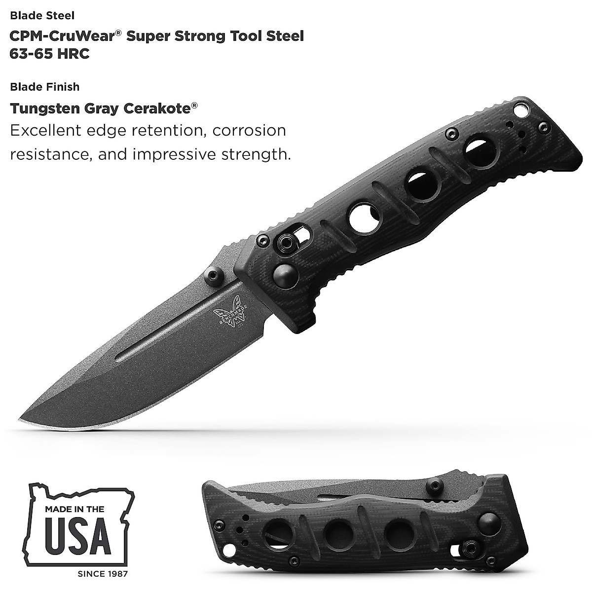 Benchmade - Mini Adamas 273 Tactical Knife with Black G10 Handle (273GY-1)