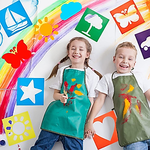 24 Pieces Stencils for Kids 8 Inches Drawing Stencils Chalk Stencils Large Washable Geometric and Garden Themed Primary Shape Template for Kids Toddlers Preschooler (Primary Style)