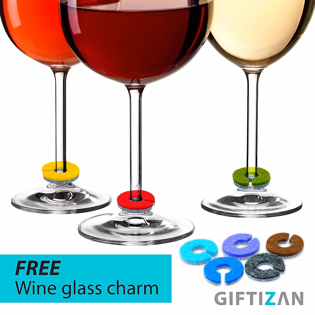 GIFTIZAN - Coasters Set of 8 - Coasters for Drinks Absorbent - Wine Charms for Stem Glasses - 100% Recyclable Premium Felt - with Metal Coaster Holder - House Warming Gifts (Chevron)