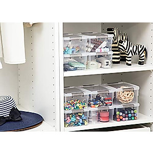 Citylife 2 PCS Storage Bins with Bamboo Lids & 10 PCS 1.3 QT Small Plastic Storage Container Stackable Box for Organizing