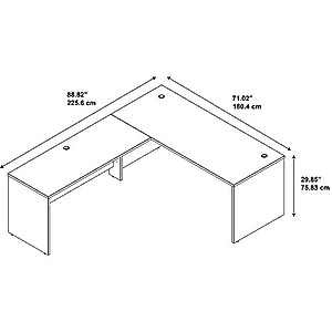 Bush Business Furniture Series C Elite 72W x 30D Desk Shell with 60W Return in Mocha Cherry