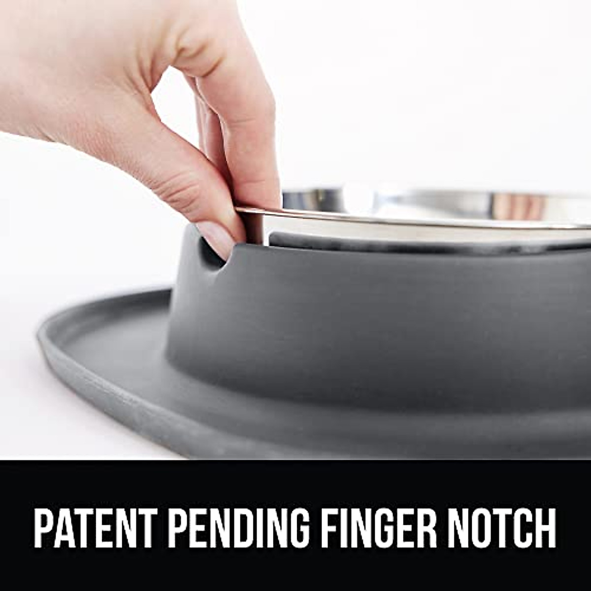 Gorilla Grip Slip Resistant Pet Bowls and Silicone Feeding Mat Set, Catch Water and Food Mess, Raised Edges for No Spills, Stainless Steel Cat and Dog Dish Bowl for Small and Large Pets, 2 Cups Gray