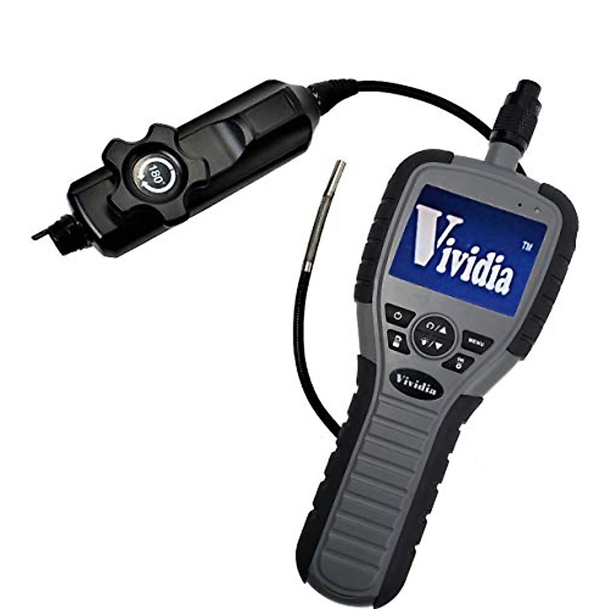 Vividia VA-150 Gray Two-Way Articulating Borescope Videoscope Inspection Camera with 6mm Diameter Probe and 2.7" Monitor and 640x480 Image Resolution