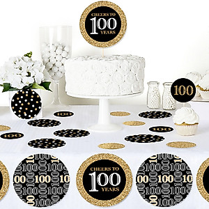 Big Dot of Happiness Adult 100th Birthday - Gold - Birthday Party Giant Circle Confetti - Party Decorations - Large Confetti 27 Count