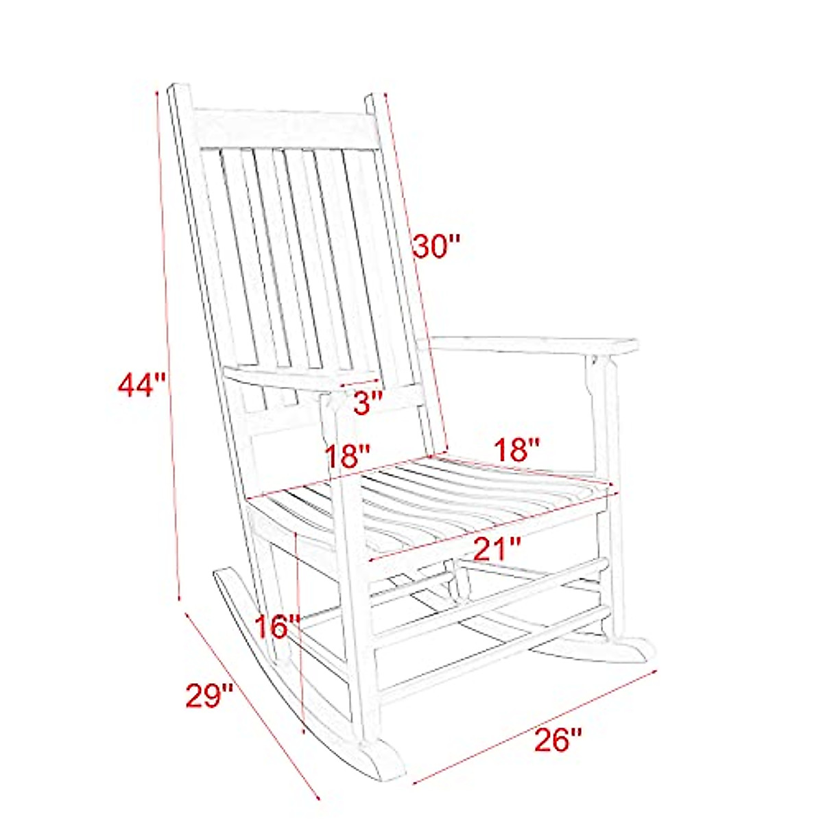 XINYUN Rocking Chair Wooden Frame Chair Indoor and Outdoor Fade Resistant Rocker with 350lbs Weight Capacity All Weather Porch Rocker for Garden Lawn Balcony Backyard and Patio Porch 1 White
