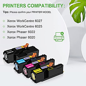 Phaser 6022, SINOPRINT Compatible 6020 Toner Cartridge Replacement for Xerox WorkCentre 6027 6025 Phaser 6020 6022 High Yield 106R02759 106R02756 106R02757 106R02758 (Black Cyan Yellow Magenta,4-Pack)