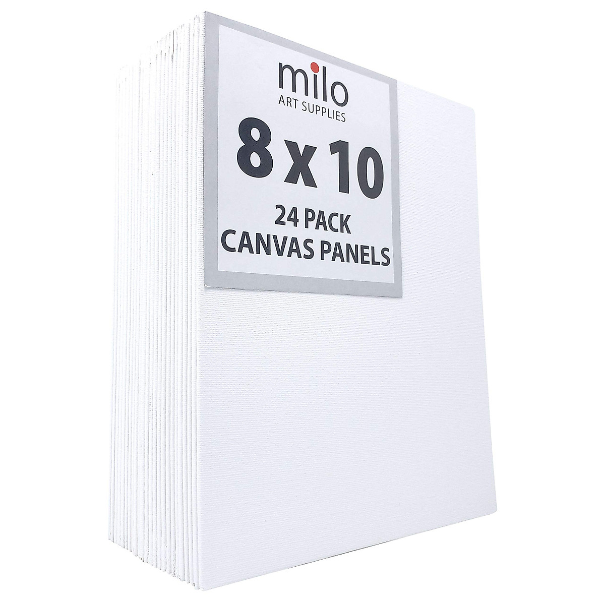 milo Canvas Panel Boards for Painting | 8x10 inches | 24 Pack of Flat Canvas Panels, Primed & Ready to Paint Art Supplies for Acrylic, Oil, Mixed Wet Media, & Pouring, Bulk Painting Party Pack