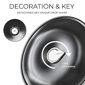 PLUSSEN Toilet Tissue Dispenser Wall Mount, Adhesive No Drilling Jumbo Roll Toilet Paper Towel Dispenser, 9 Inch Single Roll Toilet Paper Dispenser Key Lock, ABS Plastic, Black-PN51023