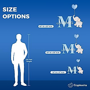 Custom Name & Initial Elephant Wall Art I Elephant Baby Shower Decorations I Elephant Wall Decor | Elephant Baby Shower Decorations for Girl I Baby Elephant Nursery Decor | Wall Decals