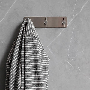 Self Adhesive Towel Hooks for Bathrooms Brushed Nickel Stick on Wall Hooks Bath Adhesive Towel Hanger Peel and Stick Matte Black Shower Hooks for Wall Adhesive Coat hook for Wall Mount 3 hooks