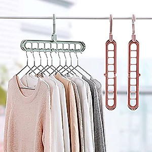 BINBE 6 Pcs Magic Space Saving Clothes Hangers with 9 Holes, Closet Organizers and Storage, Multifunctional Closet Organizer for Heavy Clothes Shirts Pants Dresses Coats (6)