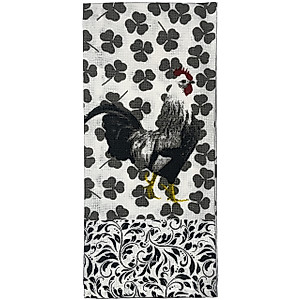 Set of 4, 100% Cotton Black & White Roosters Theme Farmhouse Kitchen Towels Set - Dish Towels, Include 2 Kitchen Towels, 1 Pot Holder & 1 Ovenmitt.
