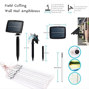 Krfnmy Solar Meteor Shower Light 11.8 Inch 10 Tubes 360led Raindrop Light Holiday Wedding Home Garden Decoration Waterproof Light (White/Color)