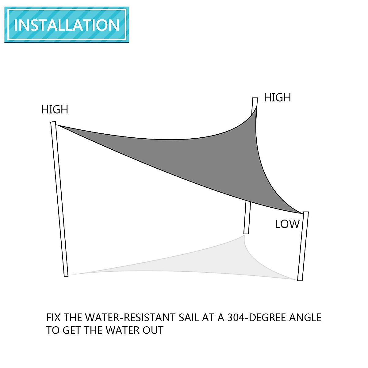 COARBOR 12' x 12' x 12' Sun Shade Sail Waterproof Triangle Canopy Cover Shade Cover Awning for Pergola Carport Awning Patio Yard Garden-Sky Blue