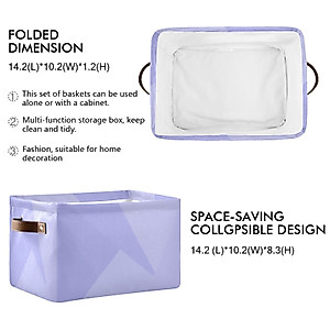 Kigai Light Periwinkle Foldable Storage Basket for Shelves, Collapsible Sturdy Storage Bin with Handles, Canvas Storage Cube for Organizing Closet