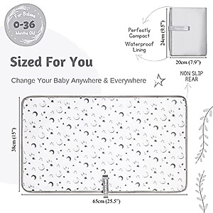 Precious Snuggle Portable Diaper Changing Pad | Waterproof Foldable Baby Changing Mat - Unisex Lightweight Changing Pad - Large Surface - Small & Compact | Double Wipeable Sides (Shooting Stars)