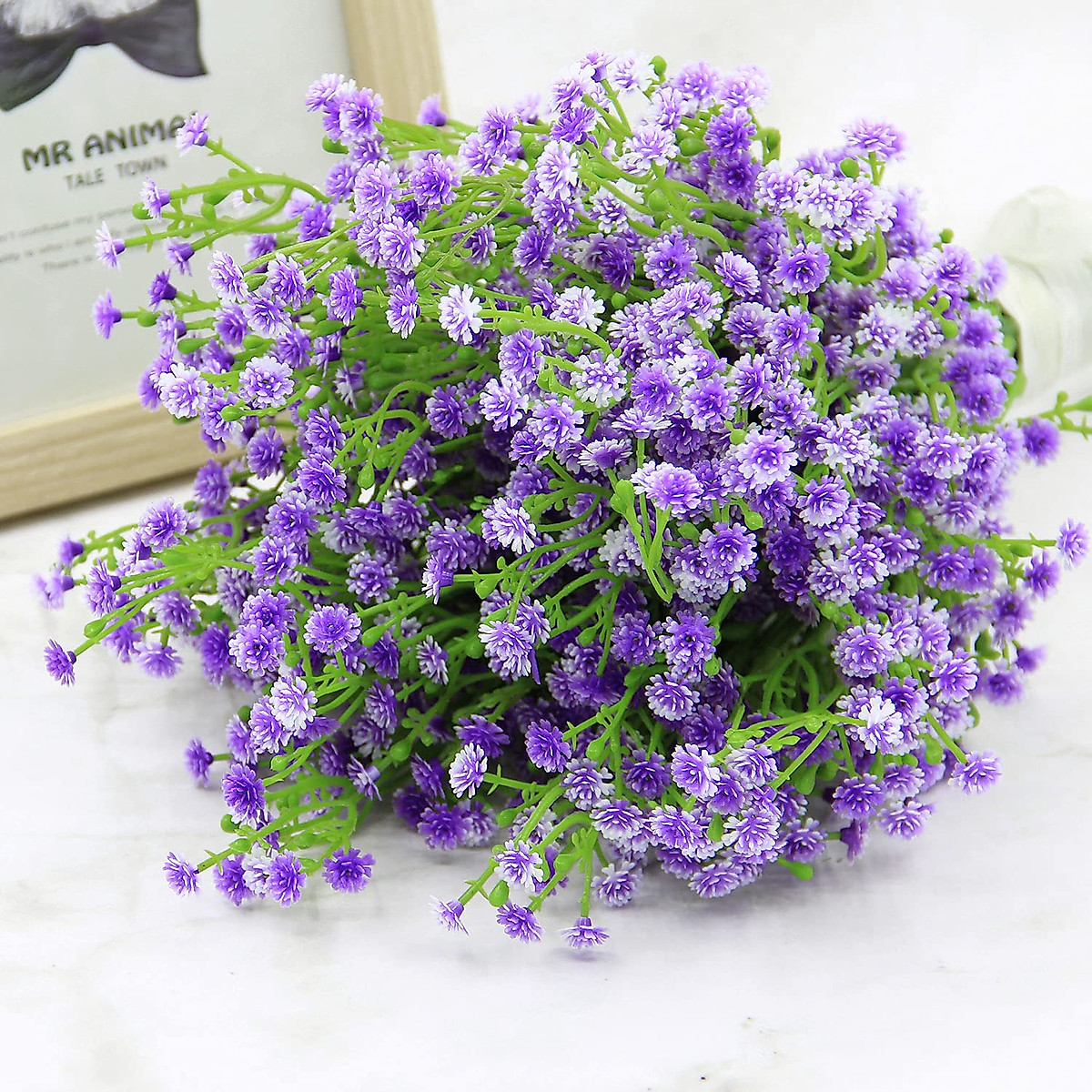 FONBAY 7 PCS Babys Breath Fake Flowers, Artificial Gypsophila for Wedding Party Decoration Bouquets DIY Flower Arrangement Home Decor Garden (Purple)