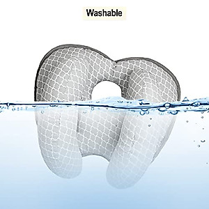 vocheer 2 in 1 Baby Travel Pillow, Baby Head Support Pillow Stroller Pillow with Banana Neck Pillow for Newborn, Grey…