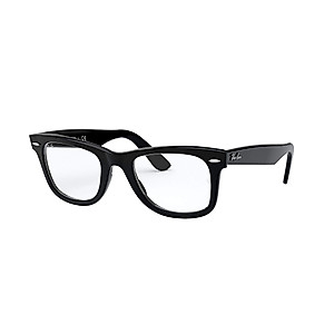 Ray-Ban RX5121 Wayfarer Square Prescription Eyeglass Frames, Black/Demo Lens, 50 mm