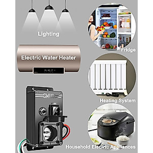 Waterproof Generator Transfer Switch NEMA 5-15P, 15 Amp 120V Transfer Switch for Generators Indoor and Outdoor, with Circuit Breaker